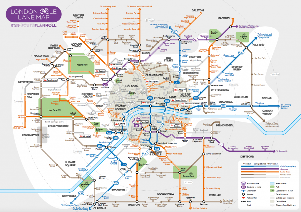 Route Plan Roll Cycle Map – Mapping London