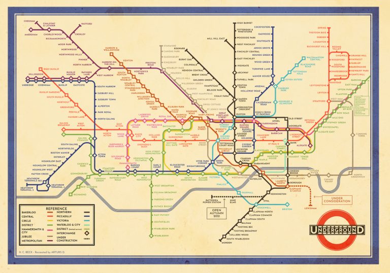 The Original Beck Map with the Modern Network – Mapping London